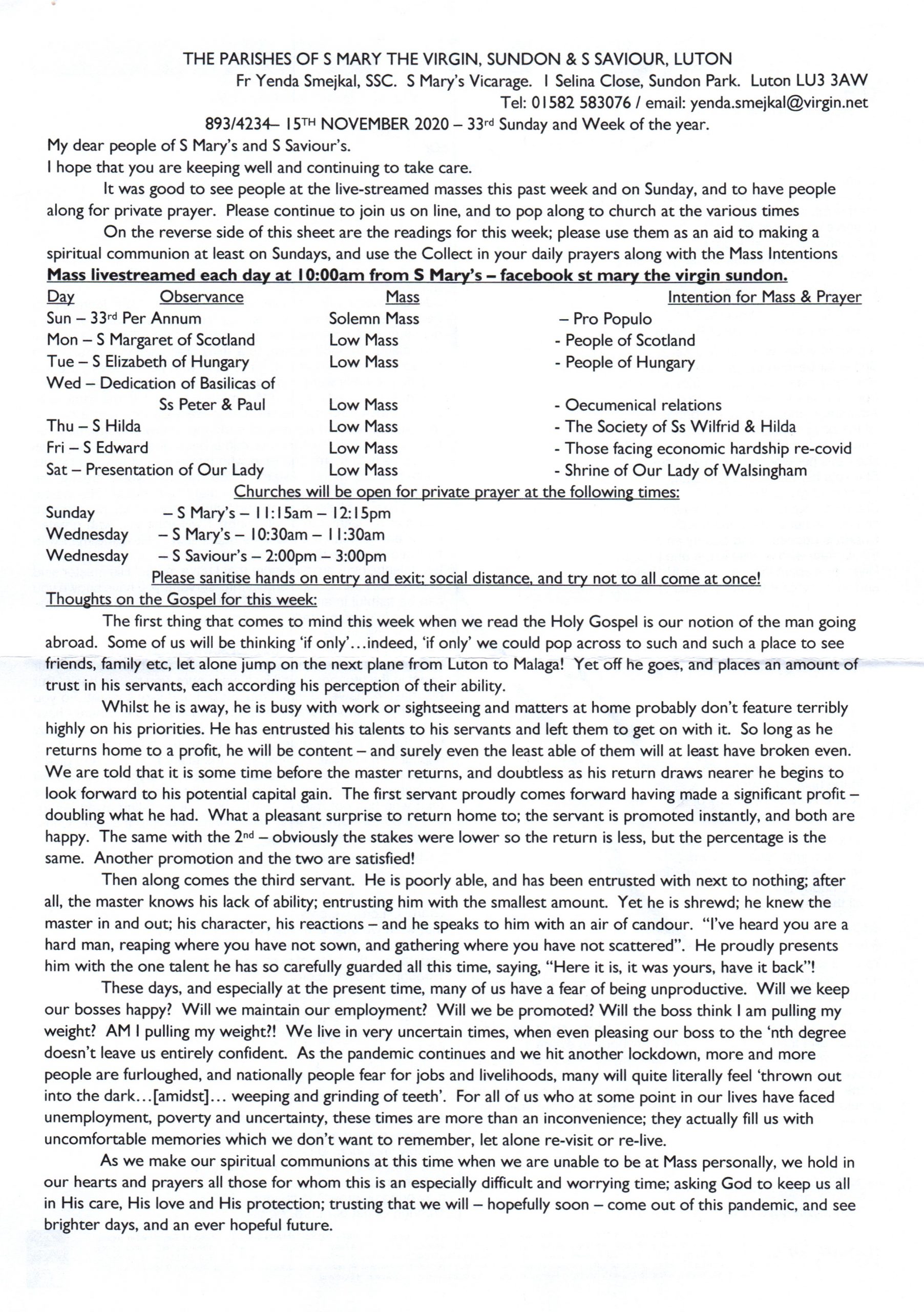 Sunday 15th November pew sheet… – St Mary's Church Sundon