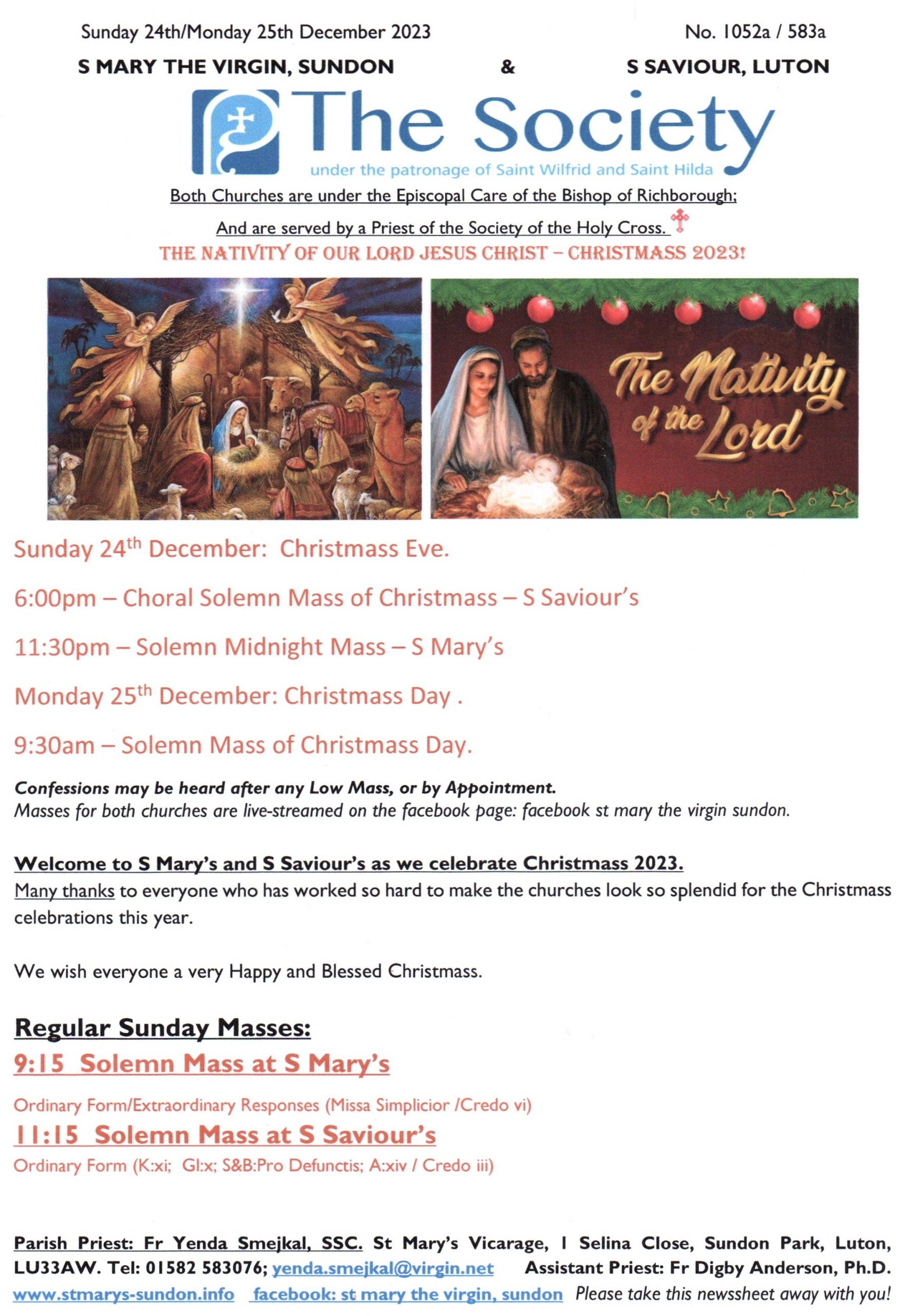 Sunday 24/25th December 2023 – St Mary's Church Sundon